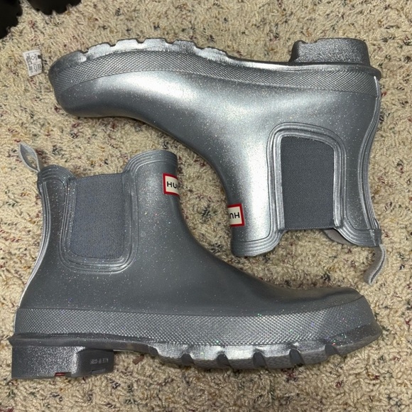 Hunter | Shoes | Hunter Metallic Gray Ankle Boots | Poshmark